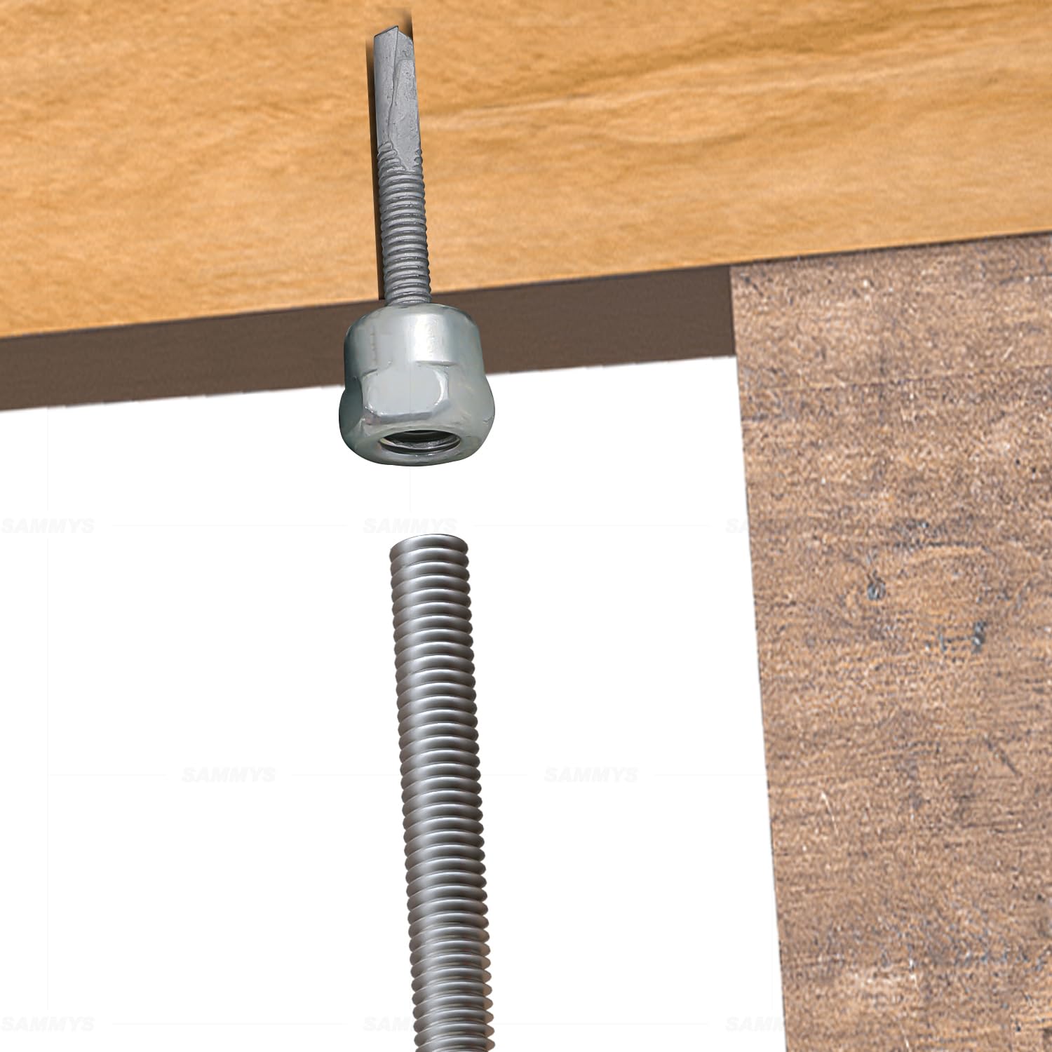 Everflow 8037957-25 DSTR 1-1/2 3/8" Vertical Threaded Rod Anchor Designed Structure, Steel, Electro-Zinc, 12-24 x 1-1/2" Screw Length (25 Pack), Pack of 25, 25 Piece