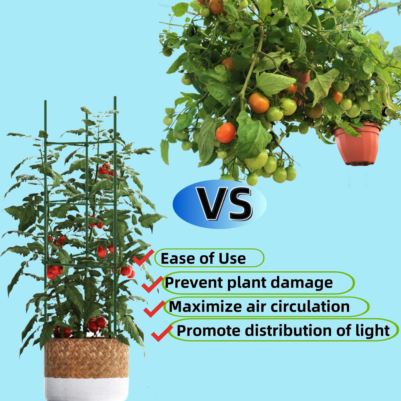 36PCS Plant Stake Arms for Tomato Cage,Expandable 11.8" Plant Supports Trellis Connector Clips for 11mm Garden Plants Stakes Stand Outdoor/Indoor