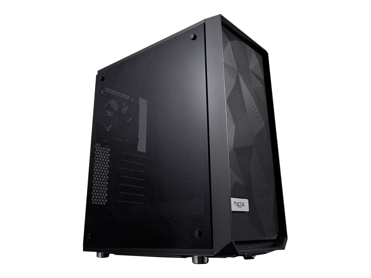 Fractal Design Meshify C - Compact Computer Case - High Performance Airflow/Cooling - 2X Fans Included - PSU Shroud - Modular Interior - Water-Cooling Ready - USB3.0 - Tempered Glass - Blackout