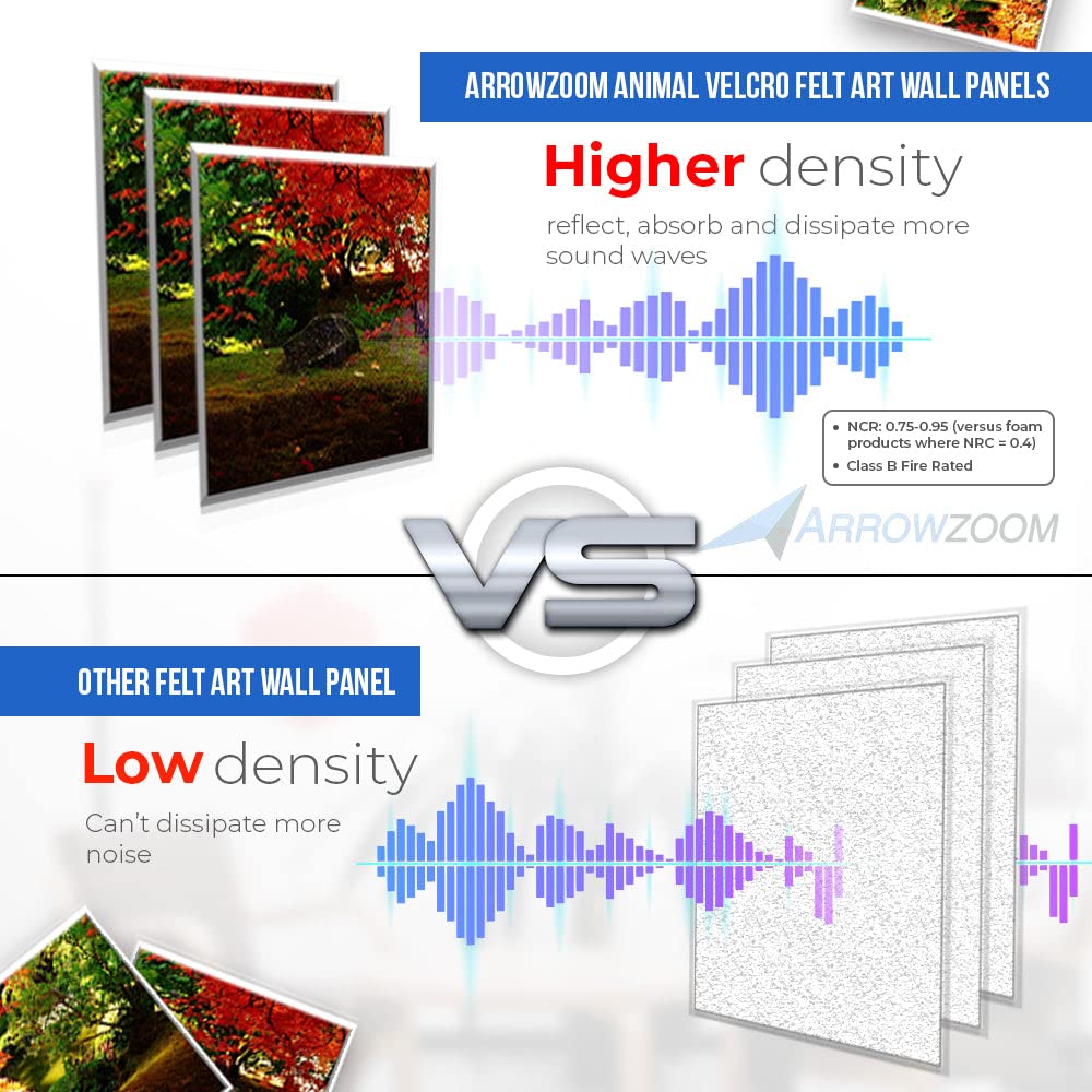 Arrowzoom 6 Felt Wall Art Acoustic Panel Display Stylish Decorative Acoustical Tiles Noise Reduction Recording Studio Room Home Treatment Strong Adhesive DIY Nature Design C 23.6 x 35.4 in AZ1228