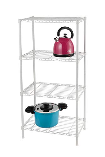 Multi-use Shelving Unit 4-Tier Space-Saving Metal Shelving Storage Rack Heavy Duty Metal Shelf Organizer for Home Office Kitchen Bathroom Garage Closet Dormitory 21x13x43