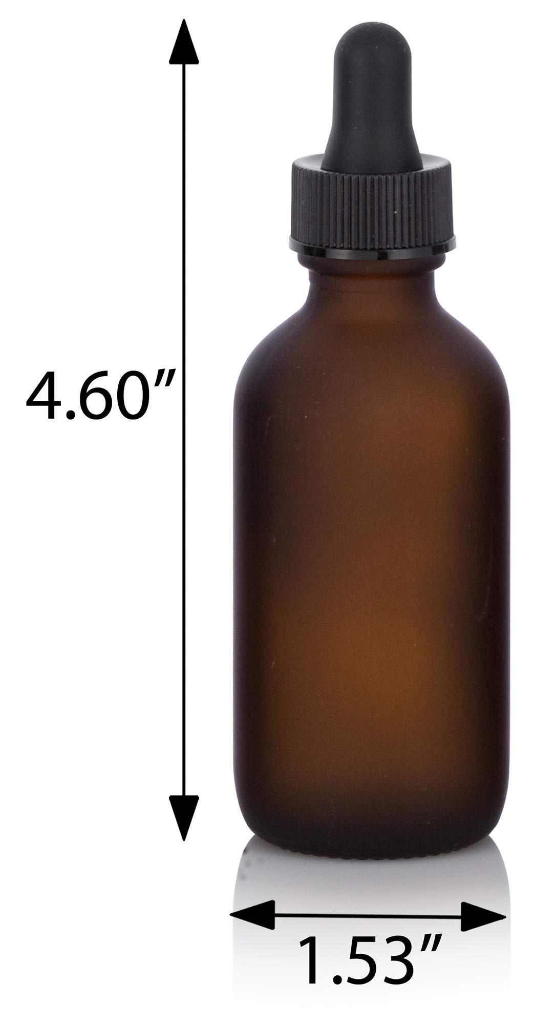 JUVITUS 2 oz Frosted Amber Glass Boston Round Bottle Graduated Measurement Dropper (6 pack) + Funnel