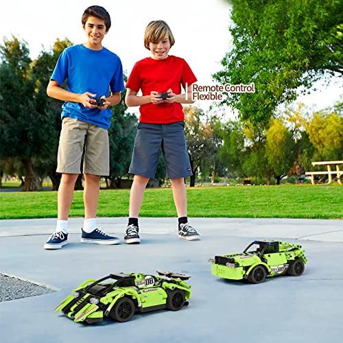 GAMZOO STEM Building Toys for Kids with 2-in-1 Remote Control Racer Snap Together Engineering Kits Early Learning Racecar Building Blocks and Off-Road Best Gift for 6 7 8 and 9+Year Old Boys and Girls