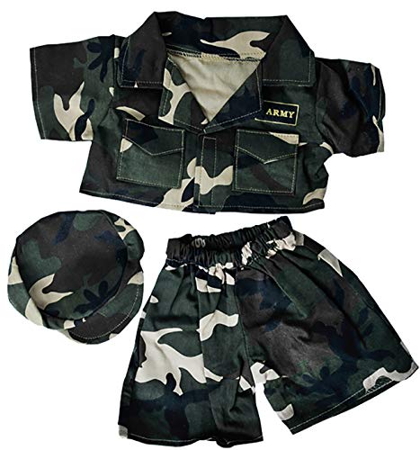 Army Green w/Cap Teddy Bear Clothes Fits Most 14"-18" Build-A-Bear and Make Your Own Stuffed Animals
