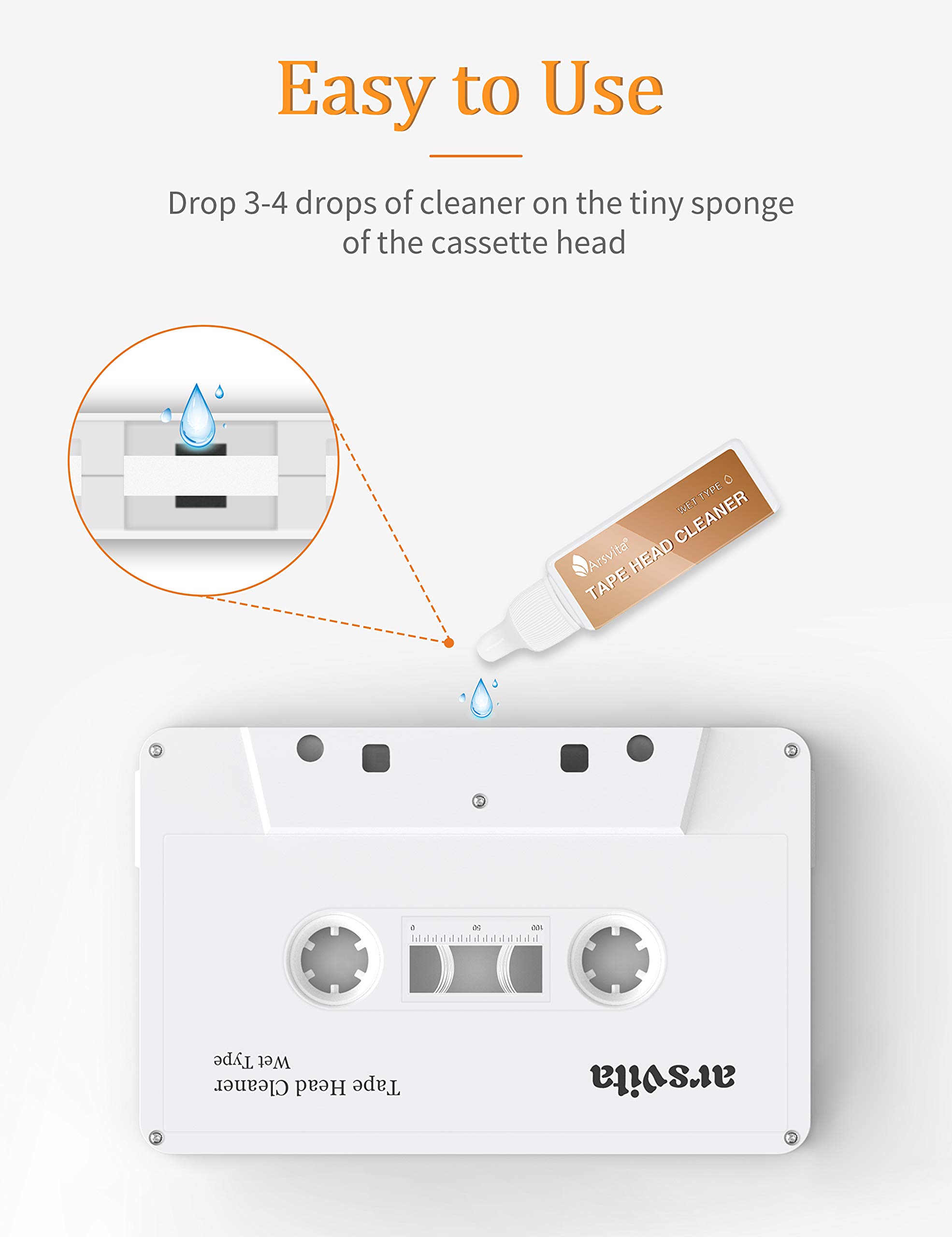 Arsvita Audio Tape/Cassette Head Cleaner with 2 Cleaner Solutions