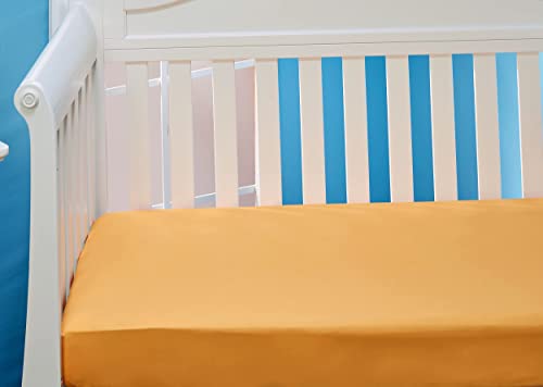 Everyday Kids 2 Pack Fitted Boys Crib Sheet, 100% Soft Breathable Microfiber Baby Sheet, Fits Standard Size Crib Mattress 28in x 52in, Nursery Sheet - Construction/Gold