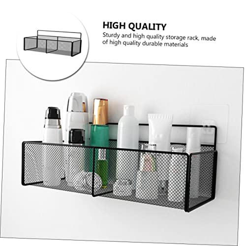 Alipis 1 set of Kitchen Necessities Black Sundries Bathroom Household Shower Wire Bin Toiletry Organizer Wall Rustproof Iron Mount Caddy Hanging Rack Shelf Wall- Storage Sorting Racks