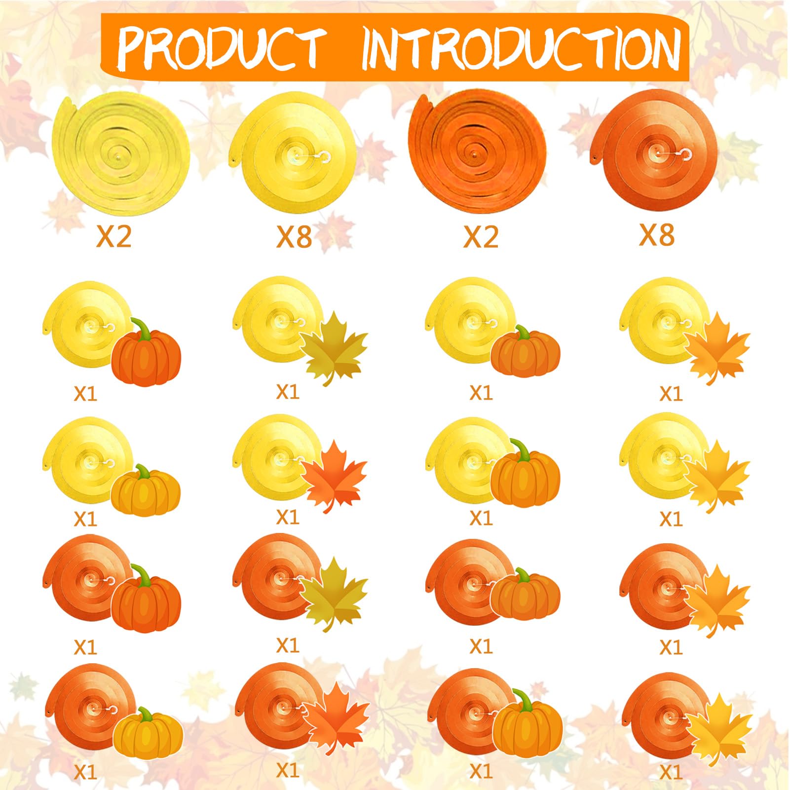 36pcs Thanksgiving Fall Pumpkin Maple Leaf Hanging Swirls Decorations,Autumn Fall Thanksgiving Hanging Swirls Streamers Ceiling Swirl for Fall Home Classroom Harvest Party Decorations