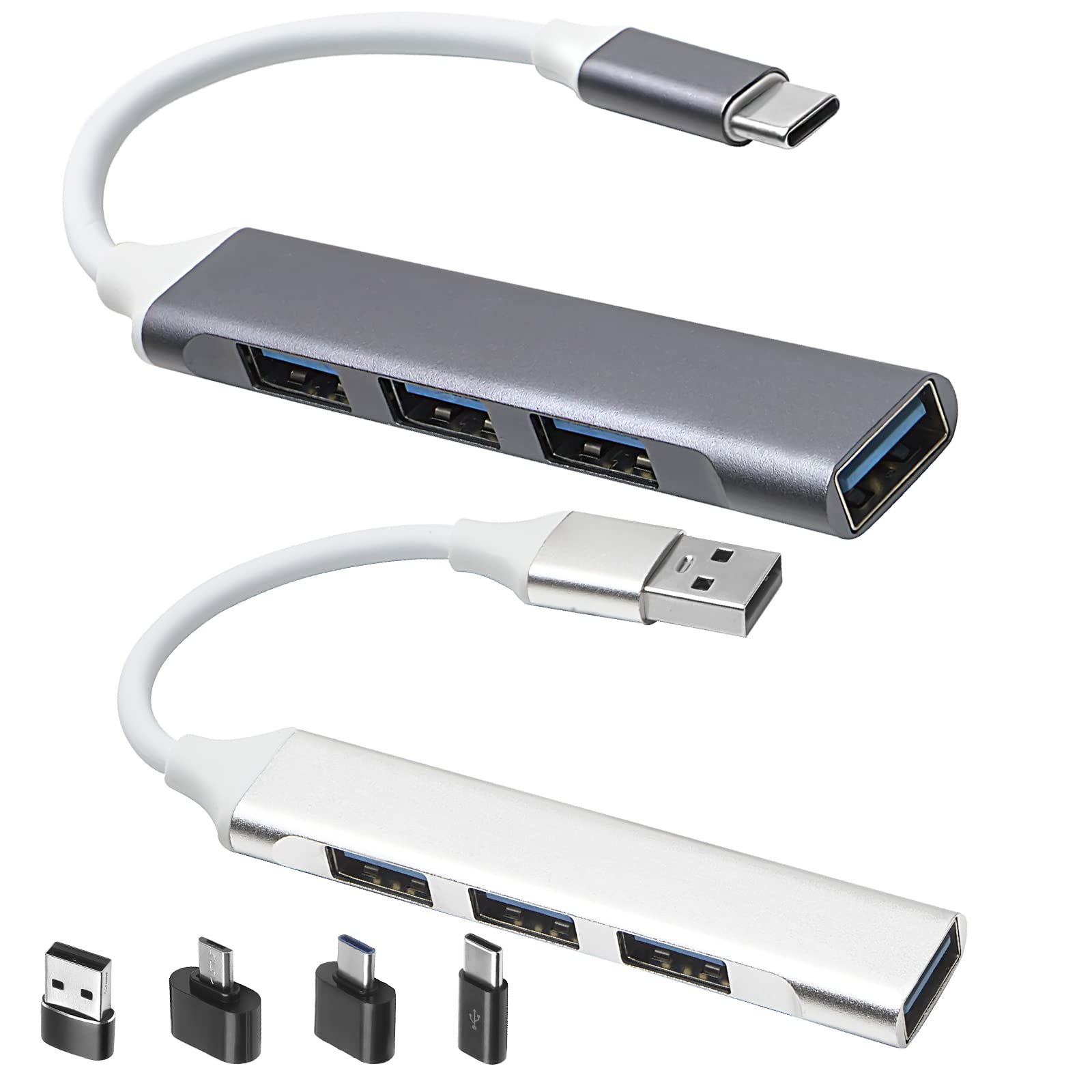 2pcs USB C Hub USB Hub 3.0,4-Port USB C to USB Adapter USB to USB C Adapter,Ultra-Slim USB C Adapter USB Splitter,USB C Dock USB Extender for Laptop,iMac Pro,MacBook Air,Mac,USB to USB C,USB C to USB