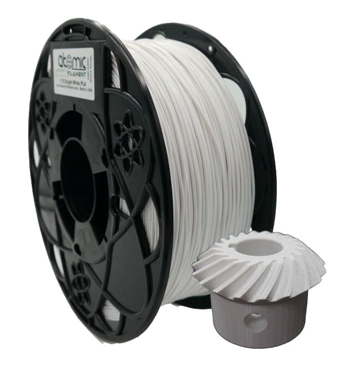 Atomic Filament Bright White 3D Printer PLA Filament 1.75 mm | Dimensional Accuracy 99% Probability +/- 0.02mm | 3D Printer Accessories | Fit Most FDM Printer | 1kg - 2.2lbs