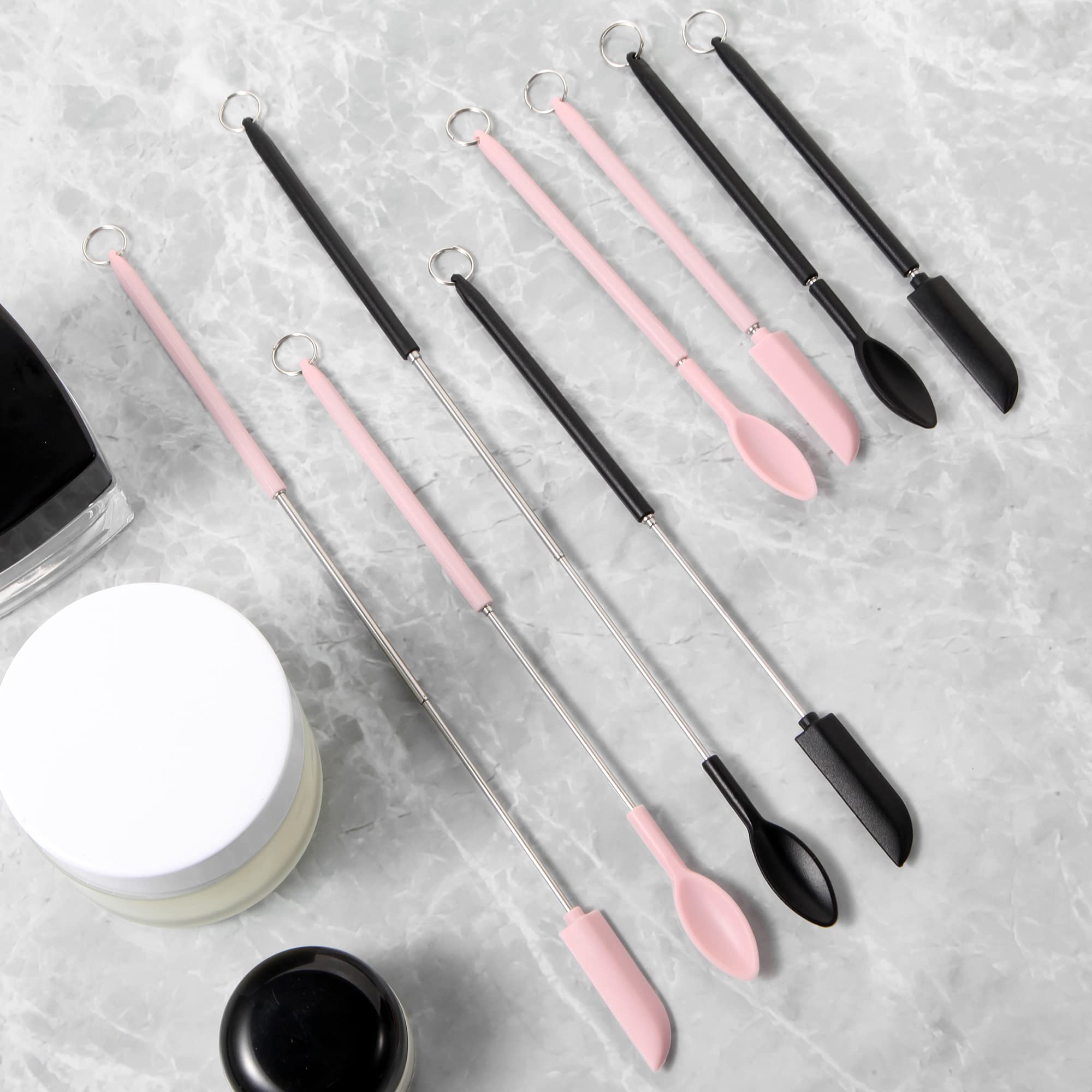 4 Pcs Makeup Spatula Tool Cosmetic Spatula Foundation Spatula Beauty Spatula Skincare Spatula Lotion Spatula Makeup Scoop Spatula Mini Spatula for Cosmetics Beauty Tools Mini Cosmetic Spatula Pink