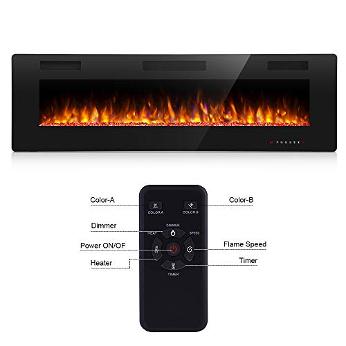 Antarctic Star 30 Inch Electric Fireplace in-Wall Recessed and Wall Mounted, Fireplace Heater and Linear Fireplace with Multicolor Flame, Timer, 750/1500W Control by Touch Panel & Remote