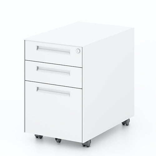 3 Drawer Metal Mobile Vertical Locking File Cabinet with Lock, Under Desk Rolling Filing Cabinets for for Home Office,Fully Assembled Except Wheels,Anti-Tilting Waterproof Moisture-Proof Mount-It! Mob