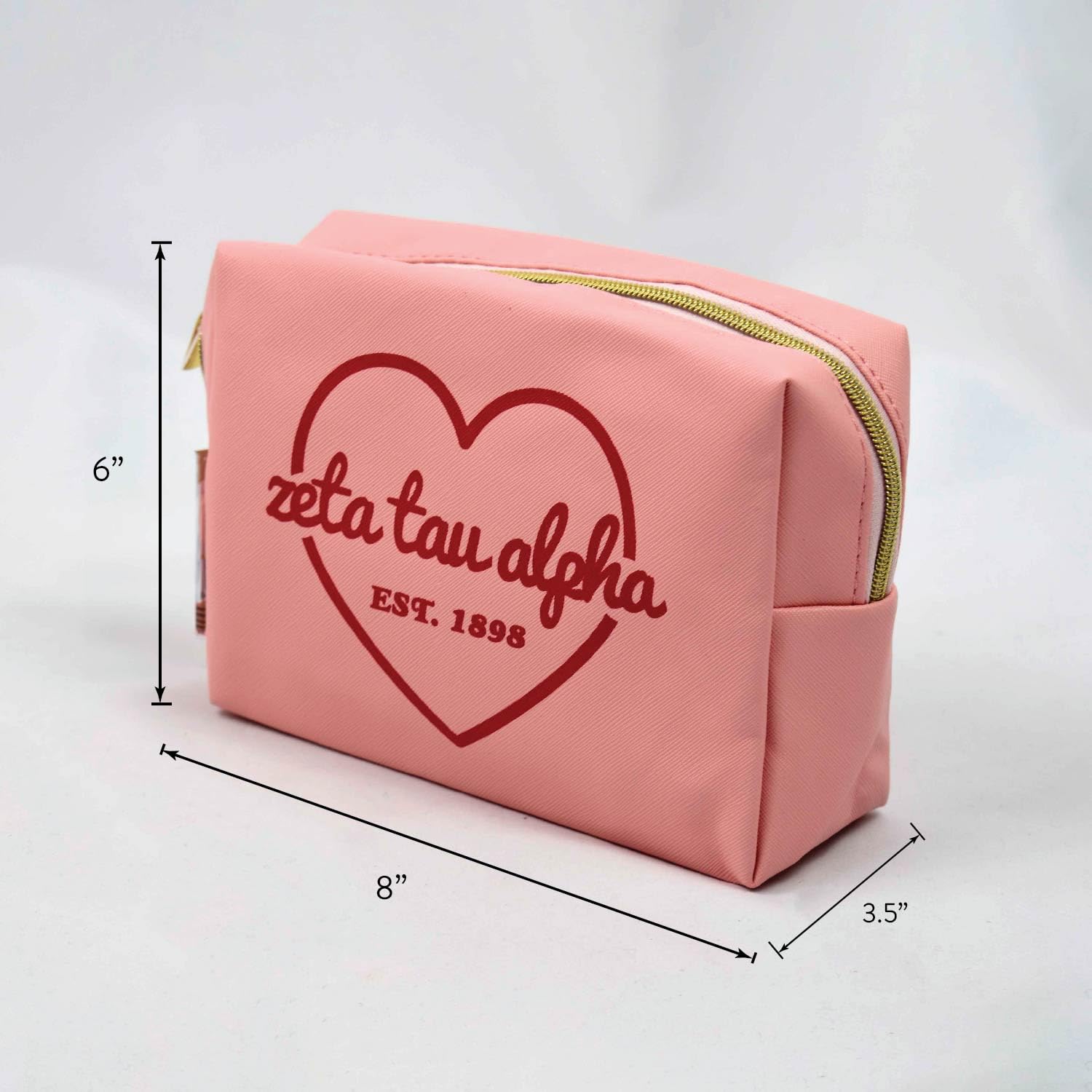 Sorority Shop Alpha Phi Makeup Bag - Multi-Purpose PU Leather, Water-Resistant Makeup travel bag with Licensed Design and Zipper Closure, Perfect Alpha Phi Sorority Gifts for Women