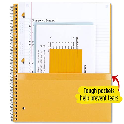 Five Star Spiral Notebooks with Pockets + Study App, 3 Pack, 1-Subject, College Ruled Paper, 11” x 8-1/2", 100 Sheets, Forest Green, Amethyst Purple and Pacific Blue (38456)