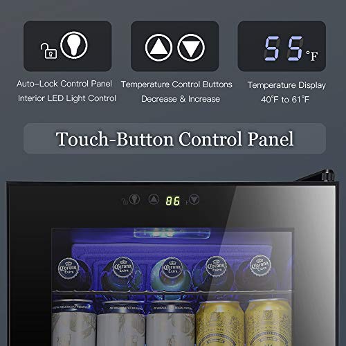 Antarctic Star Beverage Refigerator -85 Can Mini Fridge for Soda Beer or wine,Small Drink Dispenser, For Office or Bar with Adjustable Removable Shelves,2.3 Cu. Ft. Black
