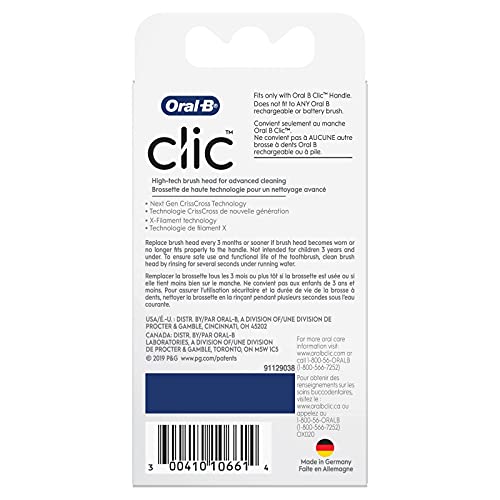 Oral-B Clic Toothbrush Replacement Brush Heads, Black, 2 Count