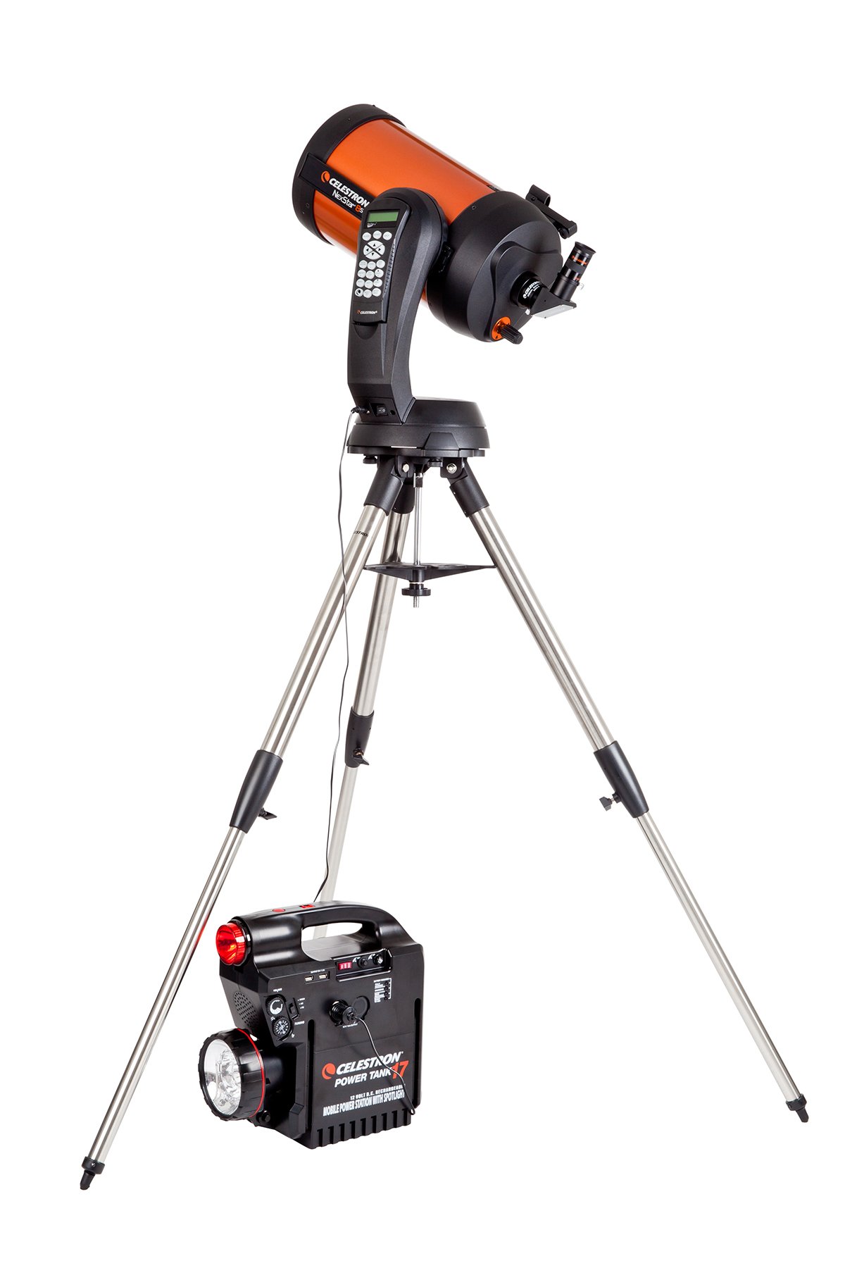 Celestron – PowerTank 17 Telescope Battery – Rechargeable Portable 12V Power Supply for Computerized Telescopes – 204 Wh Power – Built–in AM/FM Radio, Siren, 2 USB Ports, Cigarette Lighter Adapter