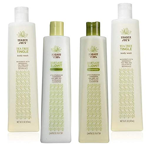 Tea Tree Oil Tingle Shampoo, Conditioner and Body Wash Set with Peppermint, Tea Tree and Eucalyptus Botanicals, Cruelty Free Trader Joe’s Tingle Variety Pack Bundle