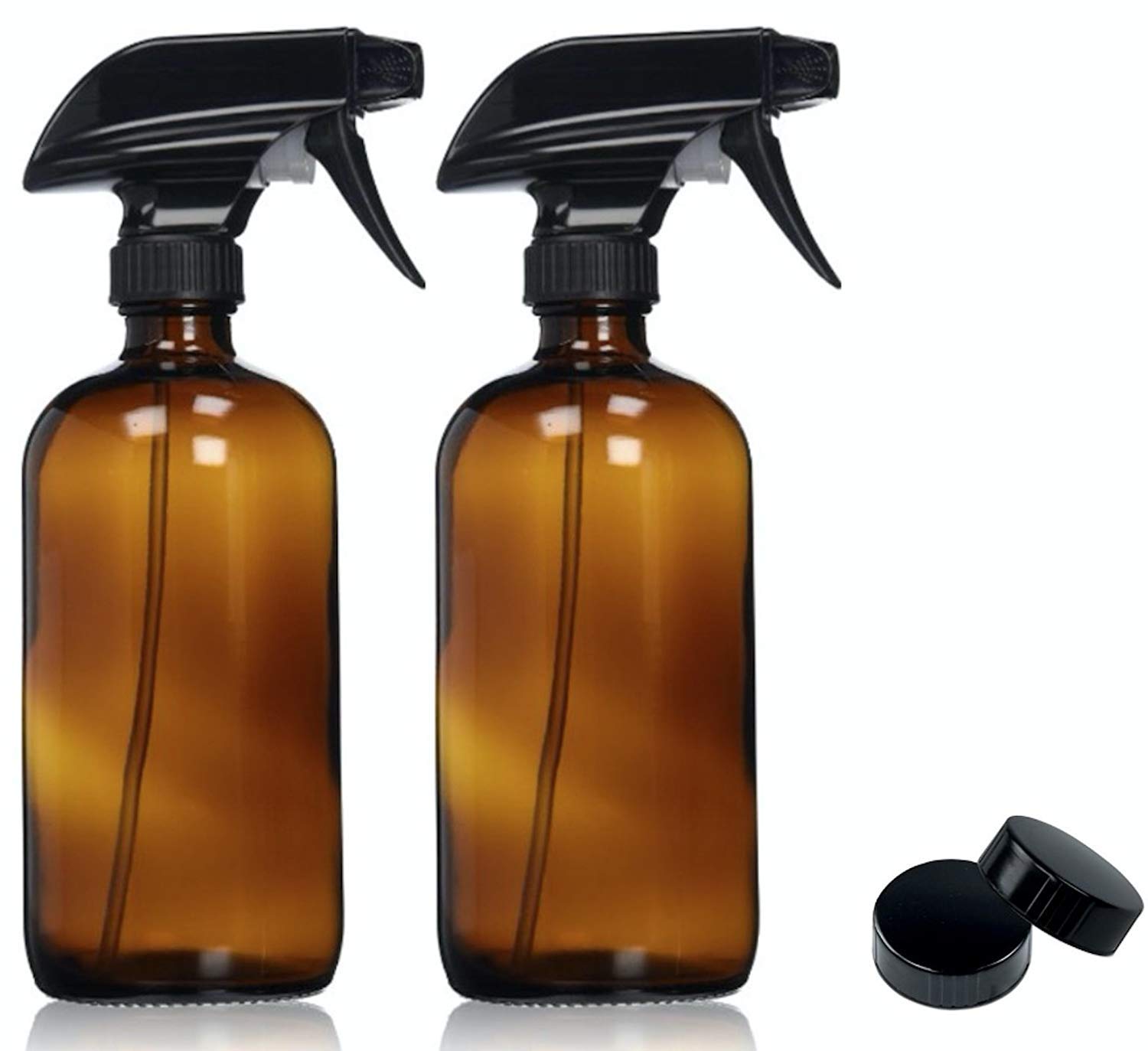 Nisorpa 16oz Amber Glass Spray Bottles 6 Pack Refillable Essential Oils Container with Mist and Stream Settings for Aromatherapy Cleaning Products