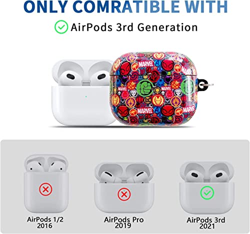 Auto Element Anime Super Hero Character Soft TPU Airpods 3rd Generatio Case,with Cartoon Anime Lanyard Keychain,Suitable Fashion Man Women Girl Airpods 3rd Case