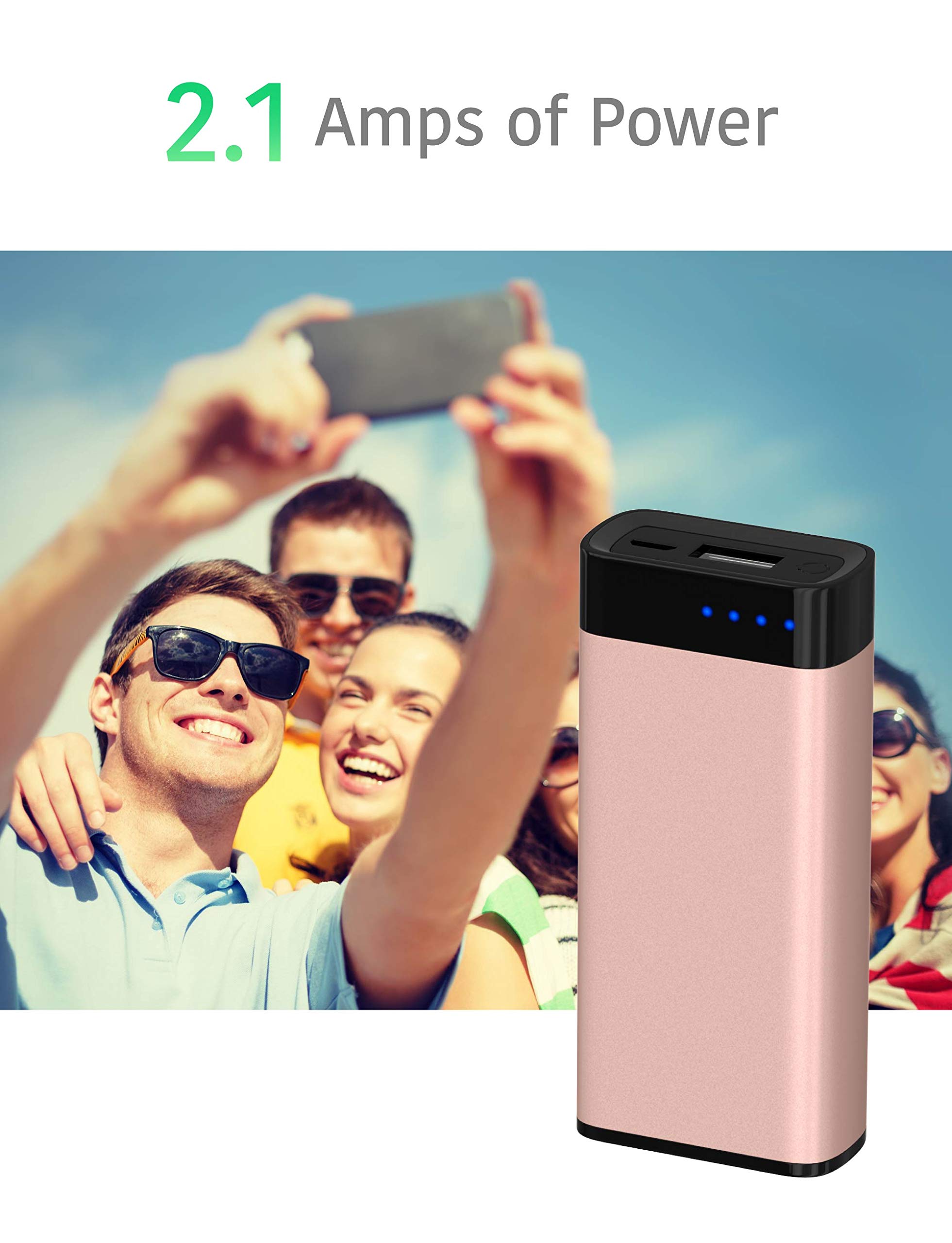 TALK WORKS Portable Charger - Fast Charging Power Bank Compatible with iPhone 13/Pro/Pro Max, 14/Plus/Pro/Pro Max, 12, 11, XR, XS, X, 8, 7, 6, SE, iPad, Android -External Cell Phone Backup (Rose Gold)