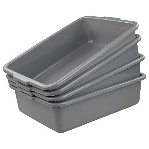 Cand Grey Commercial Bus Tubs, 13 L Plastic Bus Box/Wash Basin, 4 Packs