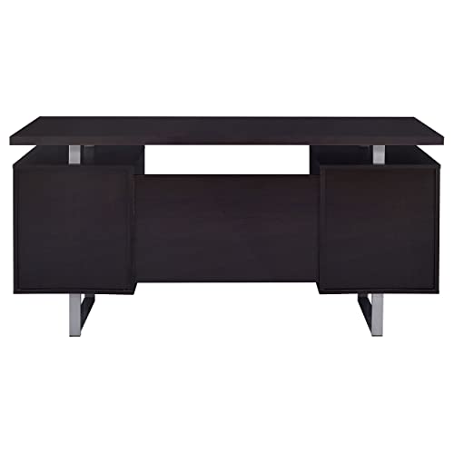 Coaster Furniture Lawtey Modern Contemporary 2 Drawer Home Office Writing Desk Storage File Cabinet Silver Metal Frame Cappuccino Brown 801521