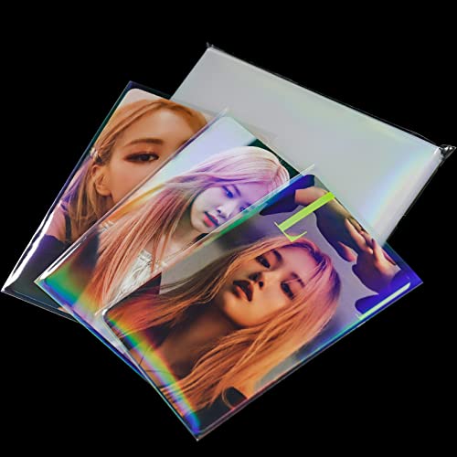 50Pcs Premium Kpop Photocard Sleeves Holographic Rainbow Effect, Perfect Fit Photo Card Protector Sleeves - Hologram & Clear Double-Sided Use