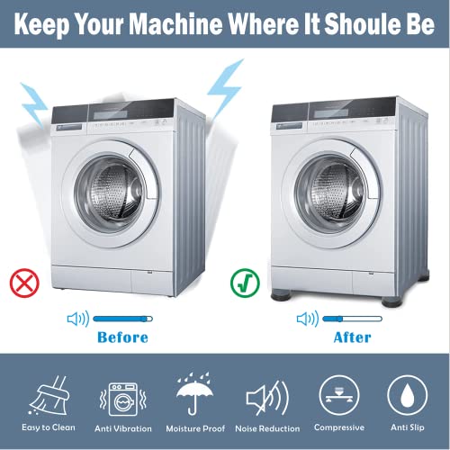 Anti Vibration Pads, 4pcs Washing Machine Base Foot Pads, Non Slip Heighten Shock and Noise Cancelling Mat for Washer and Dryer Machine Support Protects Pedestals (4 PCS)