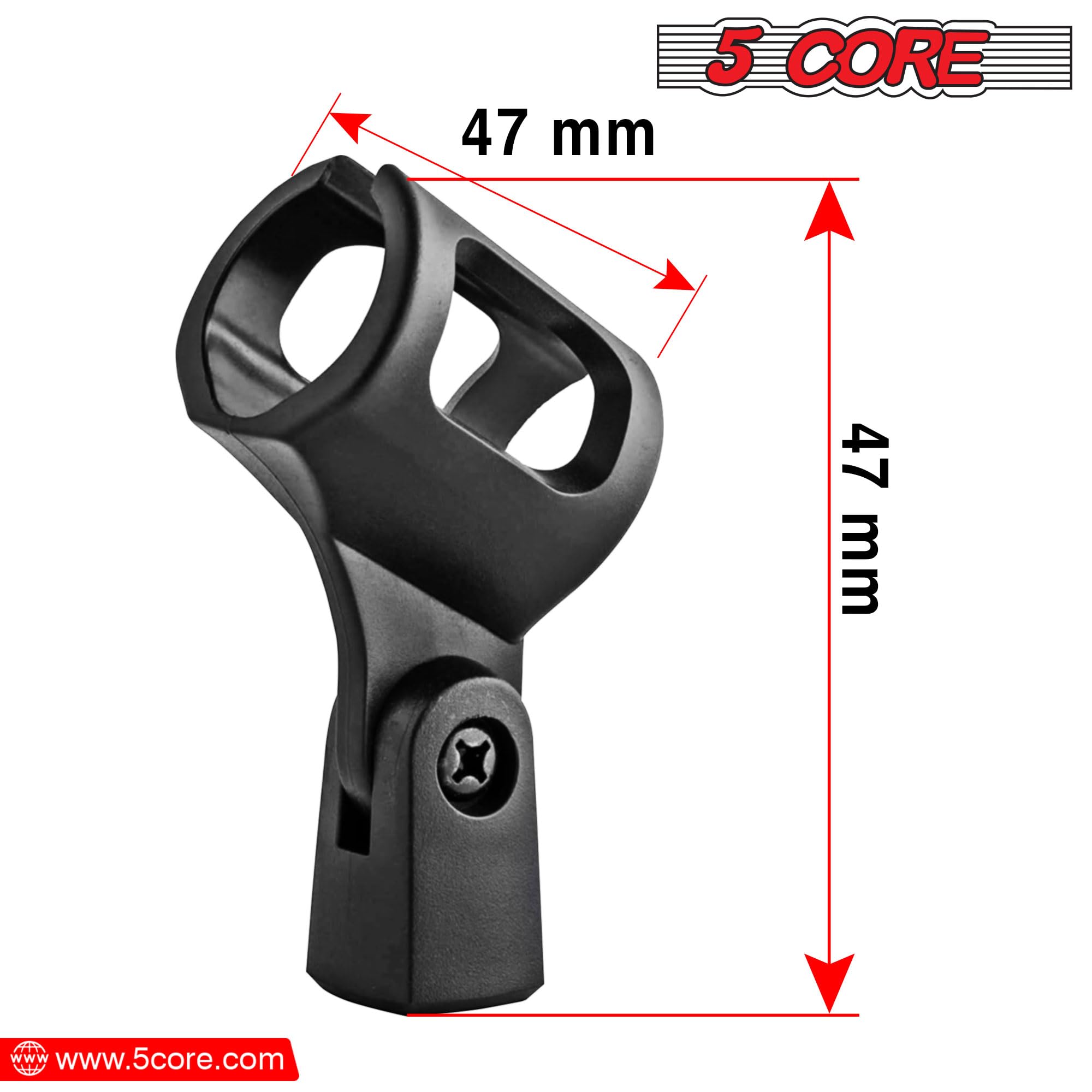 5 Core Mic Clips for Stands 2 Pieces Microphone Clip Holder Universal Adjustable with 5/8" Male to 3/8" Female Screw Adapter Suitable for Handheld Microphones, 2-Pack MC-01 2 PCS