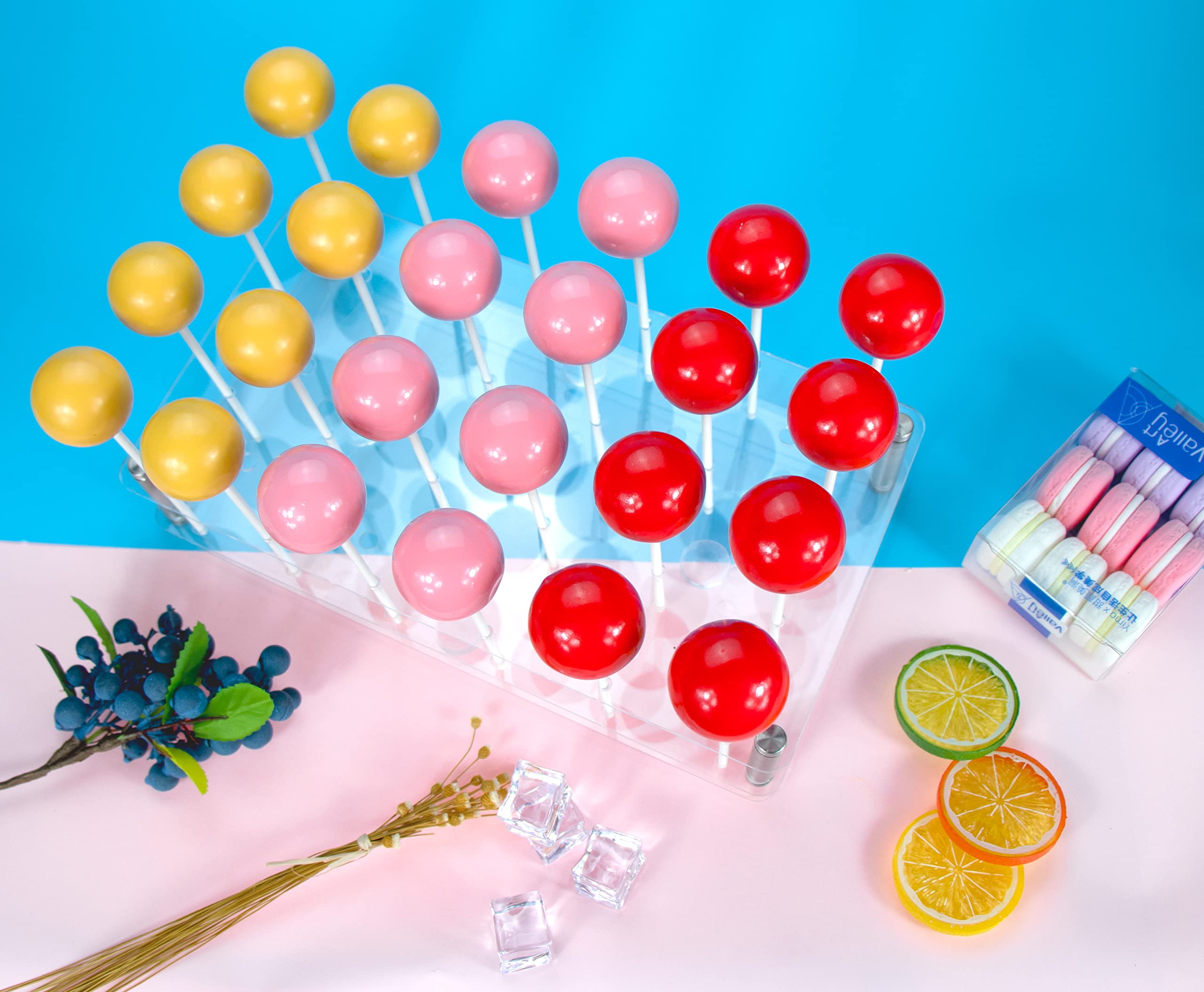 Ackers BORO3.3 Cake Pop Display Stand, 24 Hole Clear Acrylic Lollipop Holder Weddings Baby Showers Birthday Parties Anniversaries Halloween Candy Decorative (24 Hole)