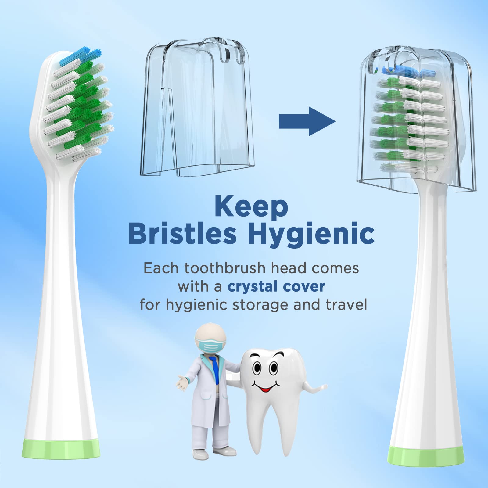 Replacement Brush Heads for Smile Bright Platinum Sonic Electric Toothbrush, Soft Bristles, 5-Pack, with Covers