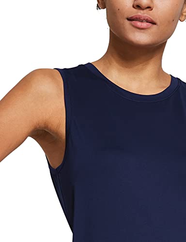 BALEAF Women's Sleeveless Athletic Shirts Workout Running Tank Tops Active Gym Tops Navy Size M