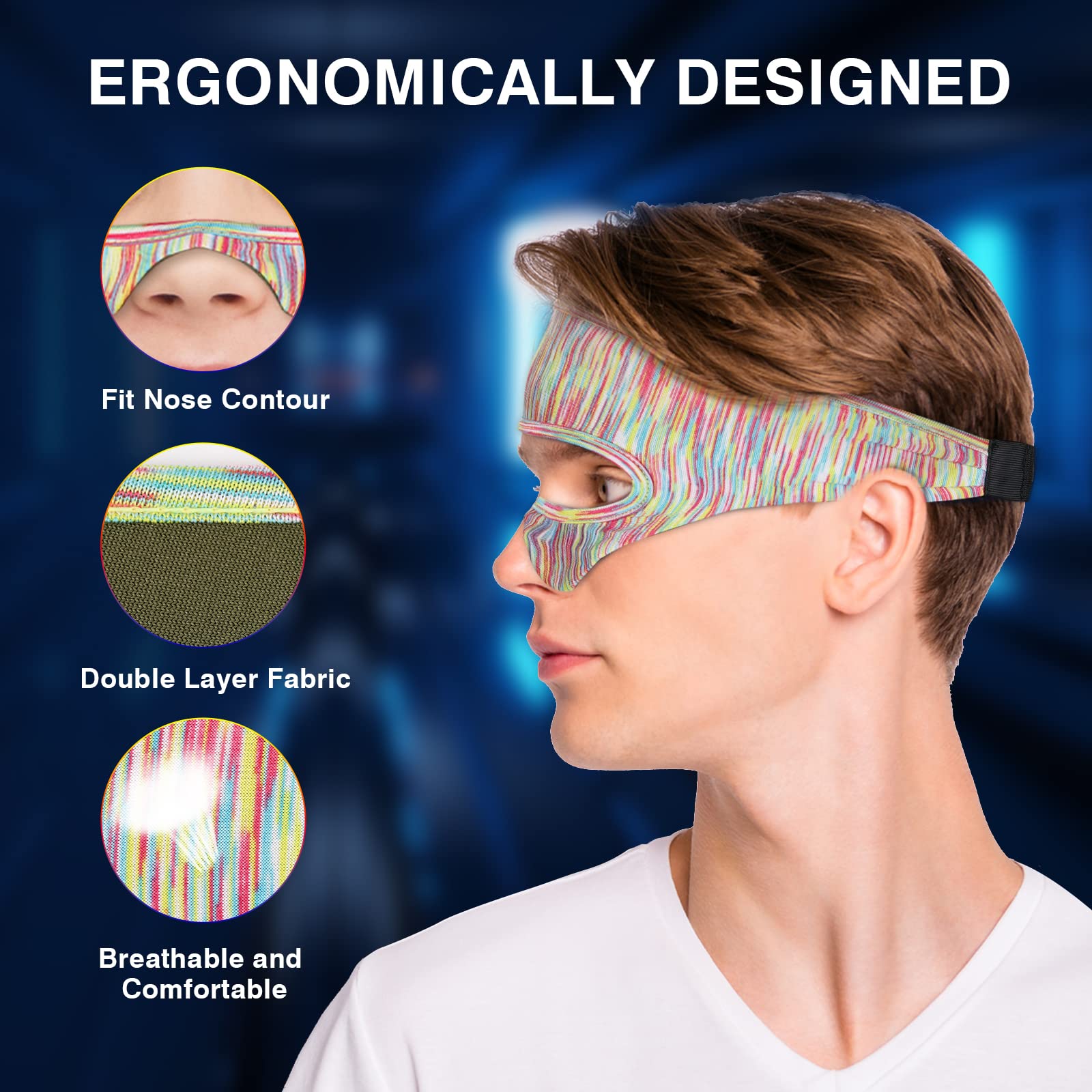 Aiaugen VR Sweat Band, Adjustable VR Mask, Breathable VR Eye Mask Cover, for Oculus Quest 2, HTC Vive, PS, Gear, VR Workouts, 3Pcs