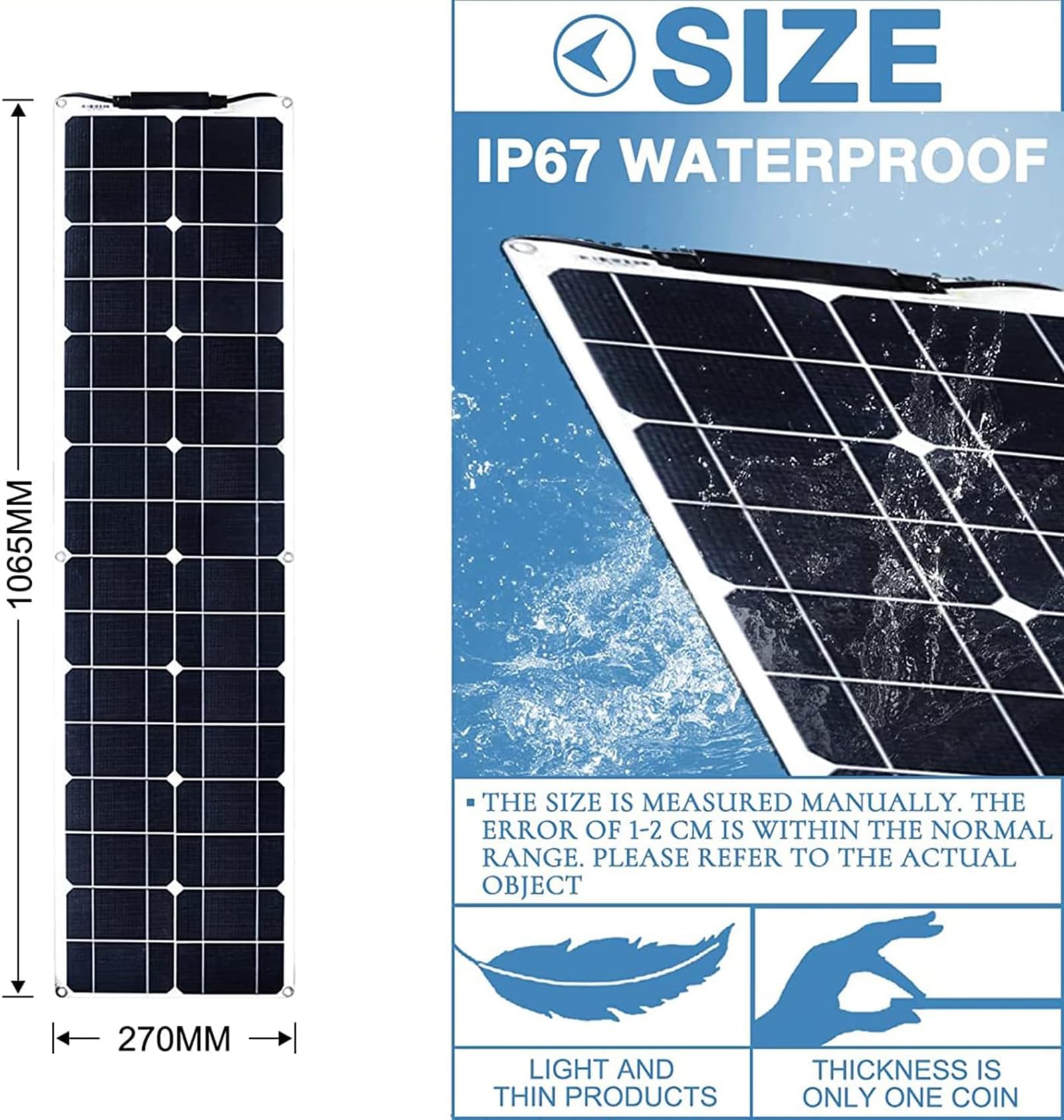 500W Portable Solar Panels 2pcs 250 Watt PET Flexible Solar Panel Monocrystalline Solar Battery Charger for Car Yacht Battery Boat with 40A Controller