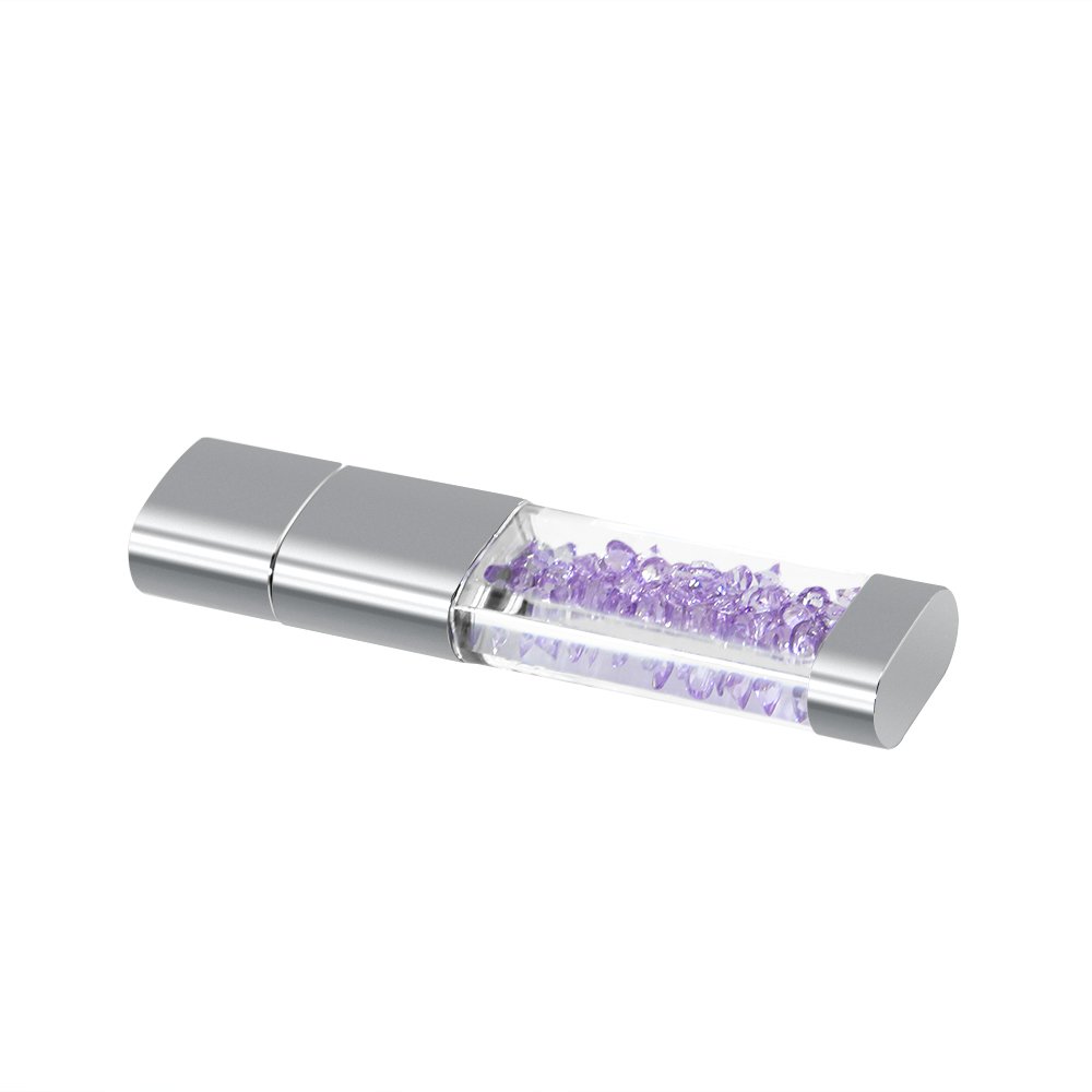 32GB USB 2.0 Crystal Flash Drive Glitter Lipstick Case Shape USB Drive Shining Jump Drive Pen Drive Funny Memory Stick for Gift (32GB, Amethyst)