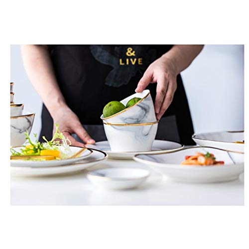 ZLDGYG Christmas Bowl Dish Set Nordic Wind Ceramics Phnom Penh Marble Tableware Set Bowl Soup Dishes And Dishes for Household Use (Color : 42 sets)