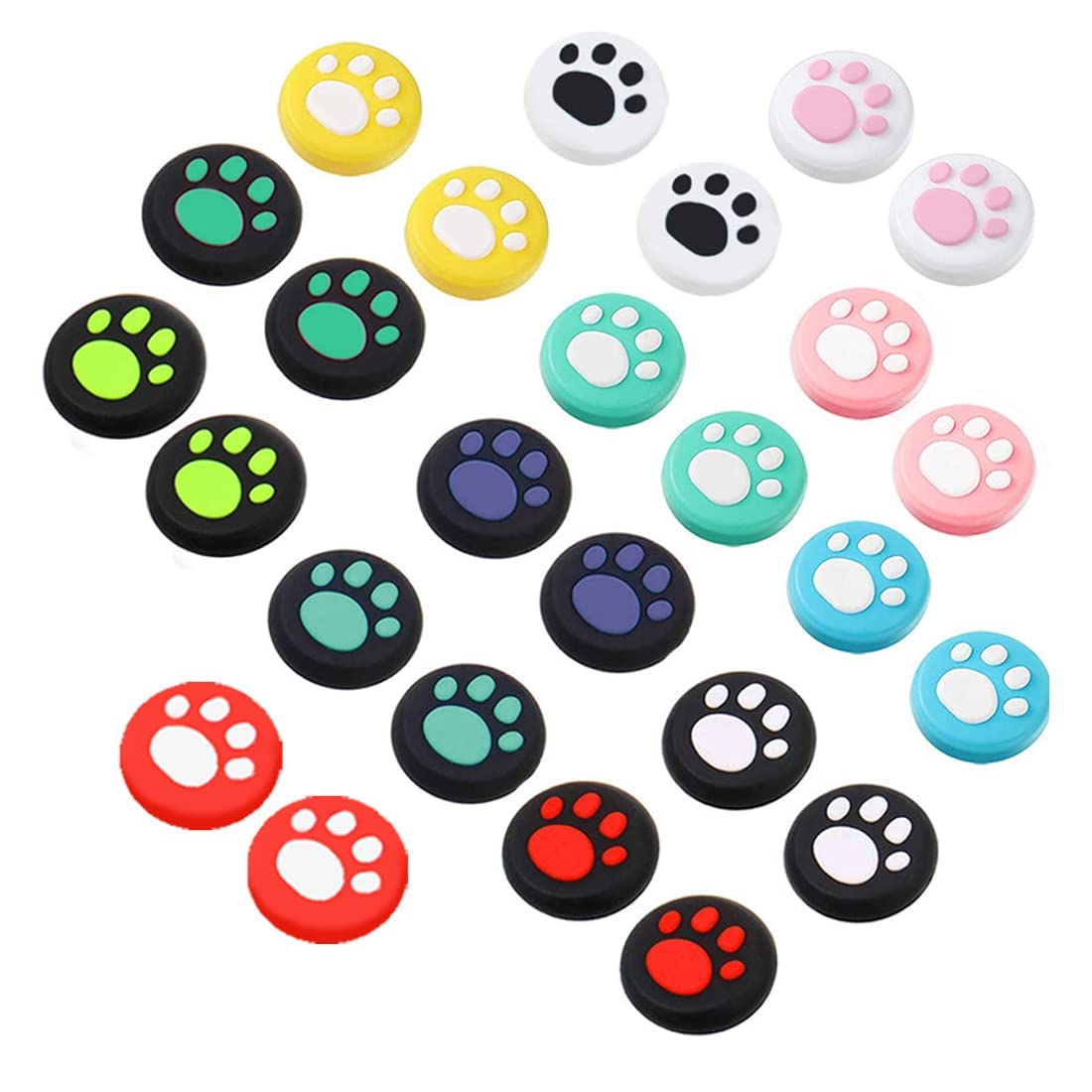 Aibada 26 Piece Silicone Case Compatible with PS5/PS4/FAT/Slim/Pro Xbox One/Xbox 360 Controller (Cat Paw Model, Multicoloured)