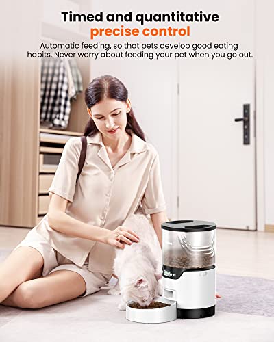 Automatic Cat Feeder, Timed Cat Feeder with Adjustable Feeding Schedule, Cat Dry Food Dispenser, GIOTOHUN pet feeders with Desiccant Bag, 1-4 Meals Per Day, 10s Voice Recorder, Dual Power Supply