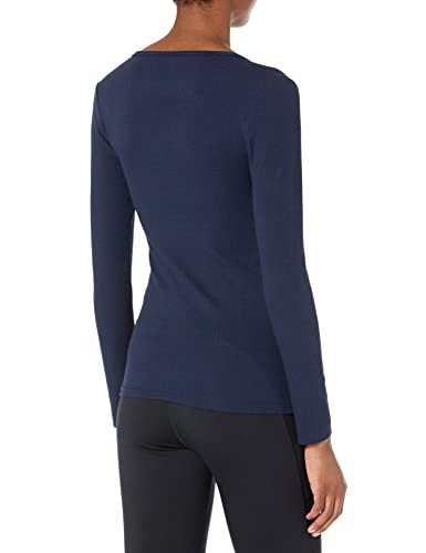 Amazon Essentials Women's Slim-Fit Layering Long Sleeve Knit Rib V-Neck (Available in Plus Size), Pack of 2, White/Navy, 3X