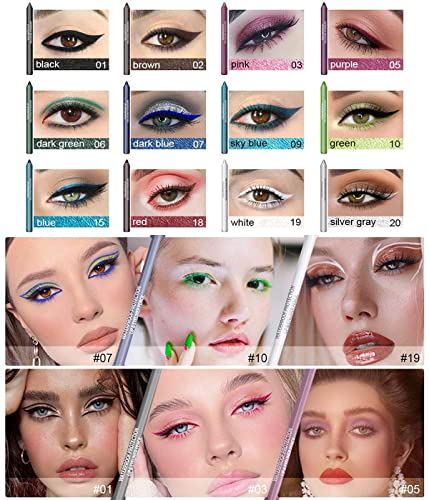 Multi Color Eyeshadow Eyeliner, Metallic Glossy Smoky Eyeliner, Long Lasting Professional Eye Makeup Eyeliner Waterproof Eyeliner Pen Eye Cosmetics Makeup Tools (03 pink)