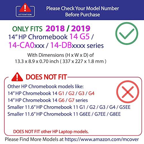 mCover Case Only Compatible for 2018~2020 14" HP Chromebook 14 G5 / 14-DBxxxx / 14-CA0xxx Series Laptop (NOT Fitting Other HP Models) - Clear