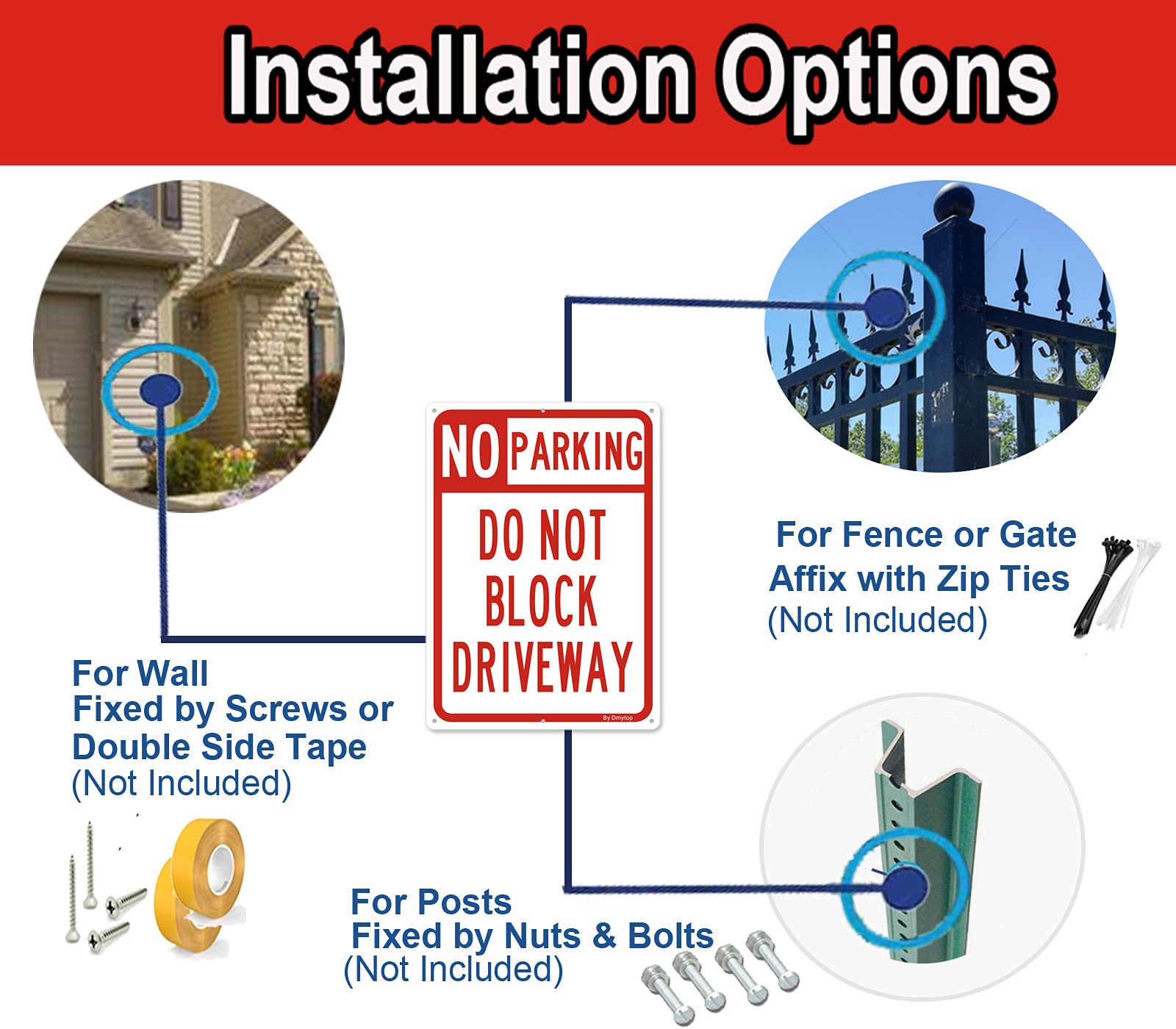 No Parking Sign Do Not Block Driveway Sign, (2 Pack) 10 x 14 Inches Rust Free Aluminum Metal Sign, UV Protected Weather Resistant Durable In Easy to Mount