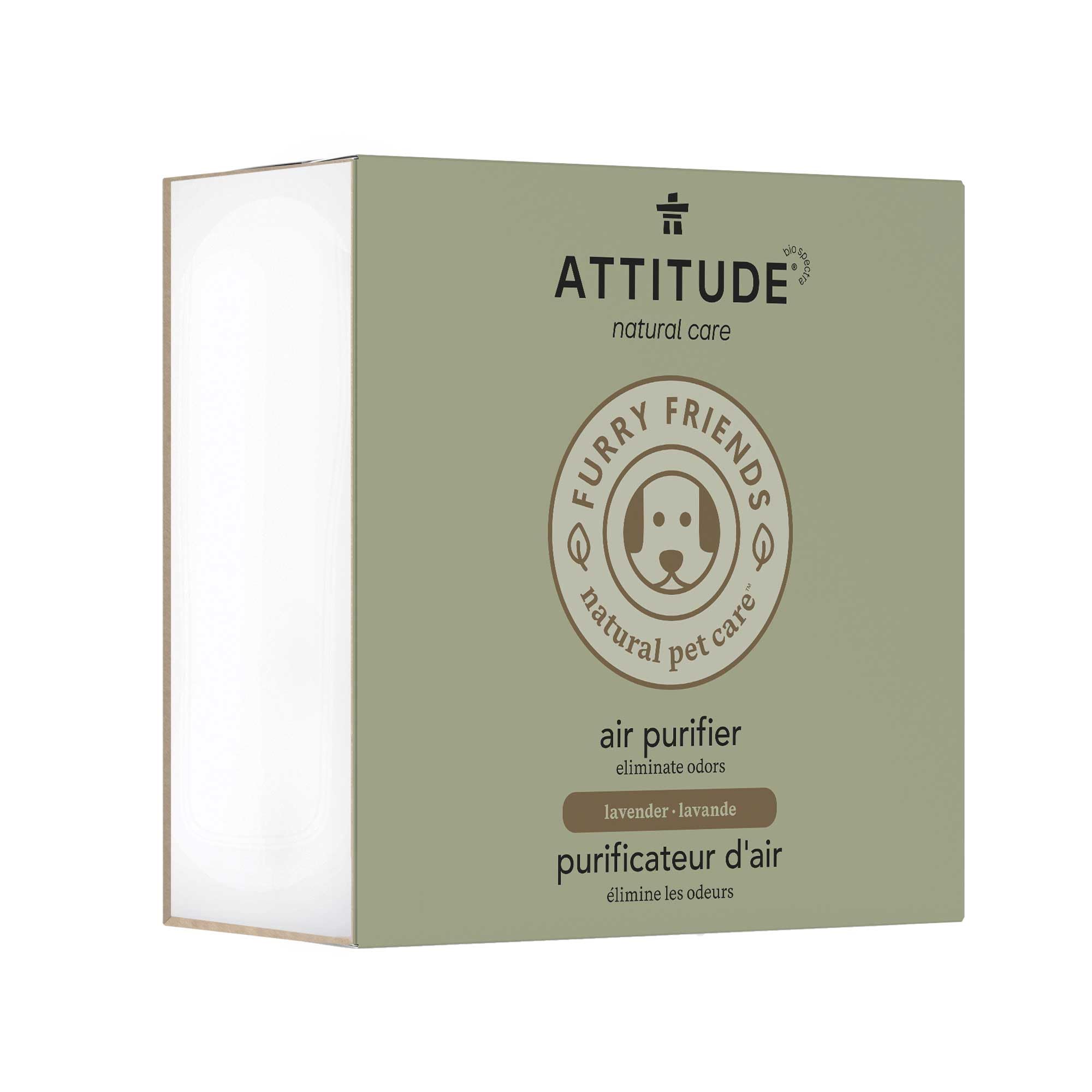 ATTITUDE Air Purifier with Activated Carbon Filter, Plant- and Mineral-Based Ingredients, Traps Pet Odors and Pollutants, Vegan and Cruelty-free, Lavender, 8 Ounces