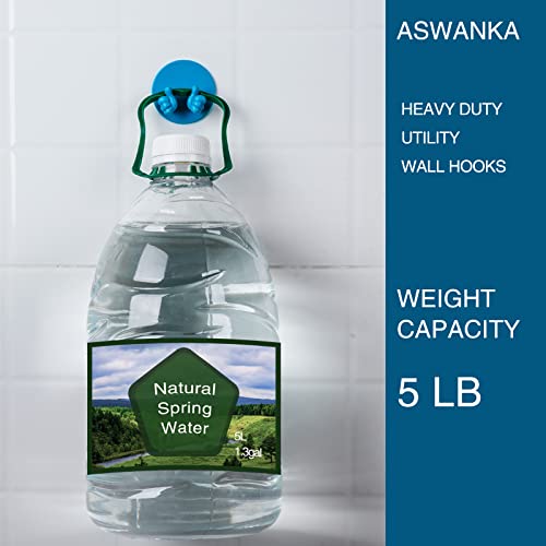 ASWANKA Utility Wall Hooks, Plug Storage Hooks, Damage Free Adhesive Wall Hooks for Hanging, Wall Hangers Without Nails for Hanging in Living Spaces, Kitchen, Bathroom, 6pcs Mixed