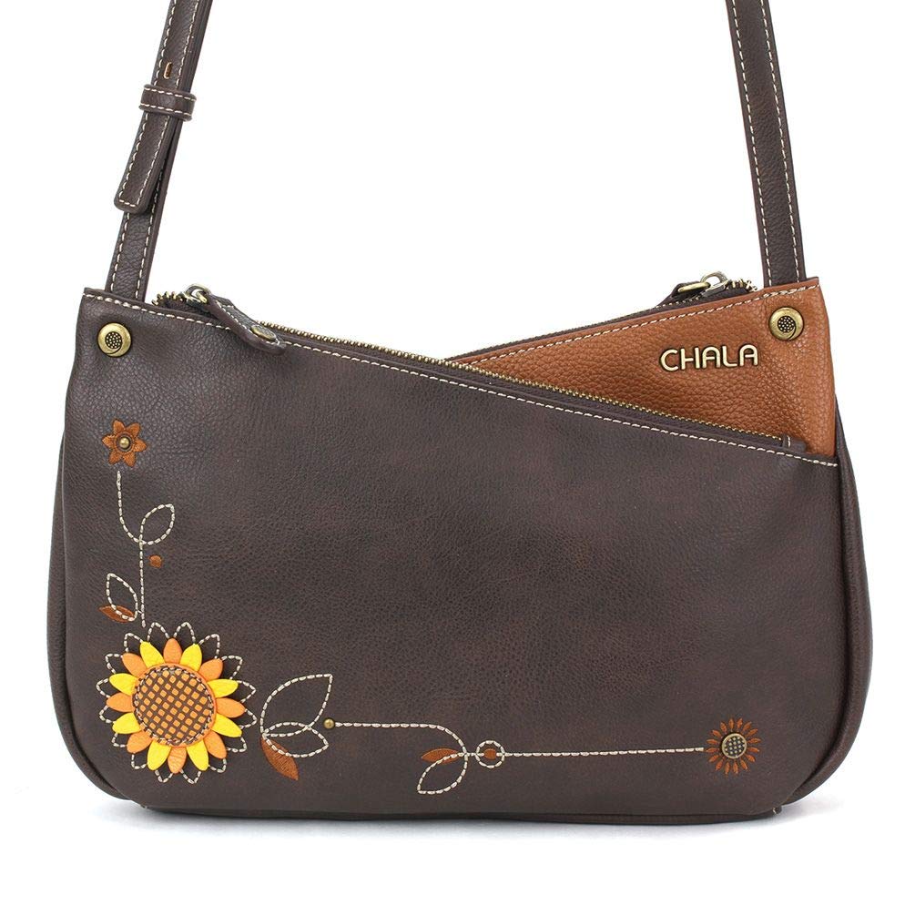 CHALA Sunflower Collection RFID Nylon Cross Body Bag (Navy 6.25 x 8)