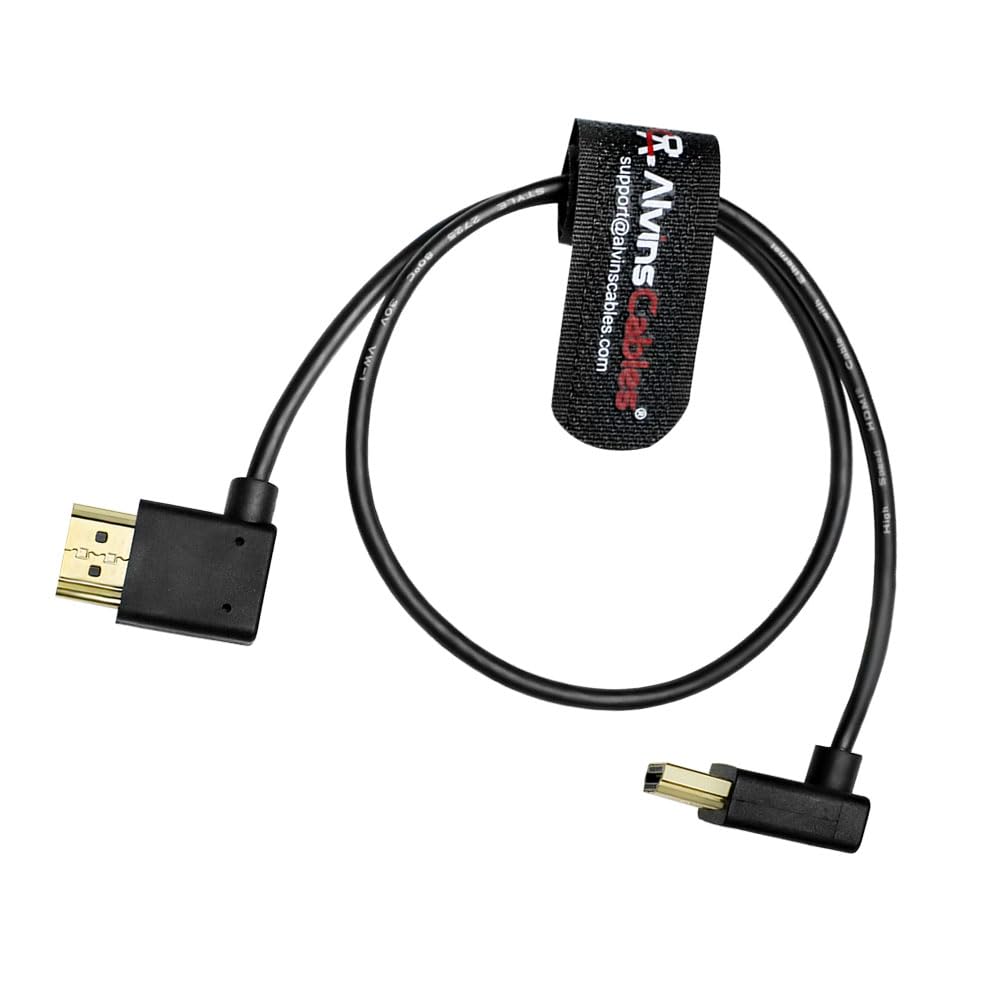 Alvin's Cables Z CAM E2 HDMI 2.0 L Shape Cable for Portkeys BM5 Monitor 90 Degrees up to Right Angle Down 45cm