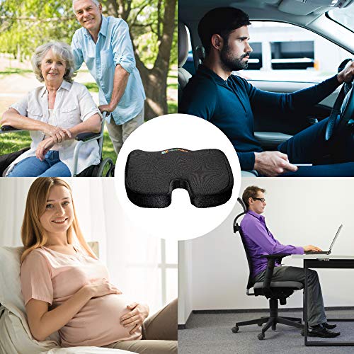 Coccyx Seat Cushion Pillow Orthopedic | Memory Foam Chair Pillow | Relieves Back, Tailbone Pressure, Sciatica Nerve Pain Relief | Premium Comfort for Home, Office, Car or Event Seating