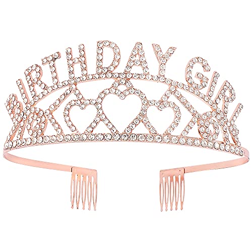 AOPRIE Gold Birthday Crowns for Women Tiaras for Women Crowns for Girls Rhinestone Crystal Decor Headband